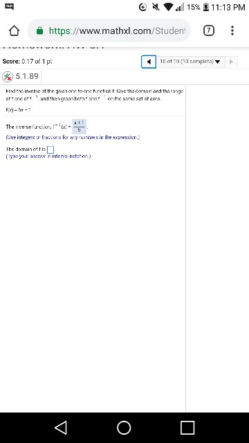 Solved https://www.mathxl.com/Student 7 Score: 0.17 of 1 pt | Chegg.com