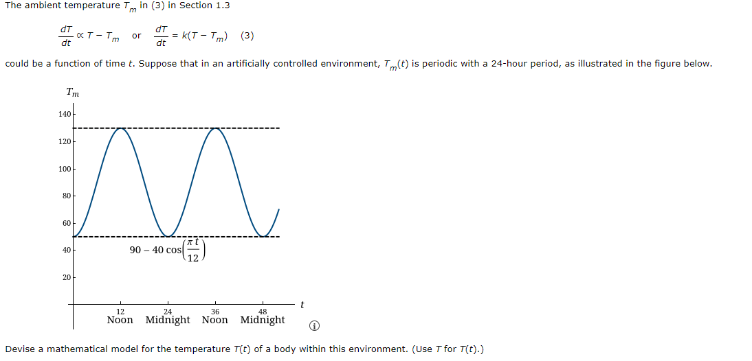 Solved The ambient temperature Tm in (3) in Section 1.3 | Chegg.com