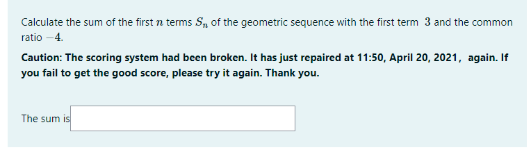 Solved Calculate the sum of the first n terms Sn of the | Chegg.com