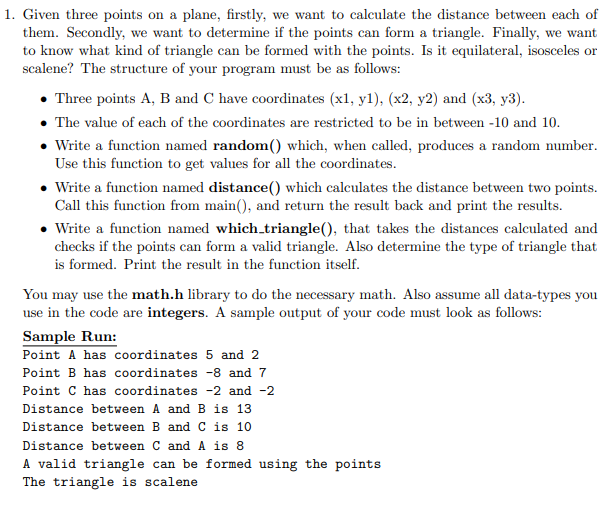 Solved Given three points on a plane, firstly, we want to | Chegg.com