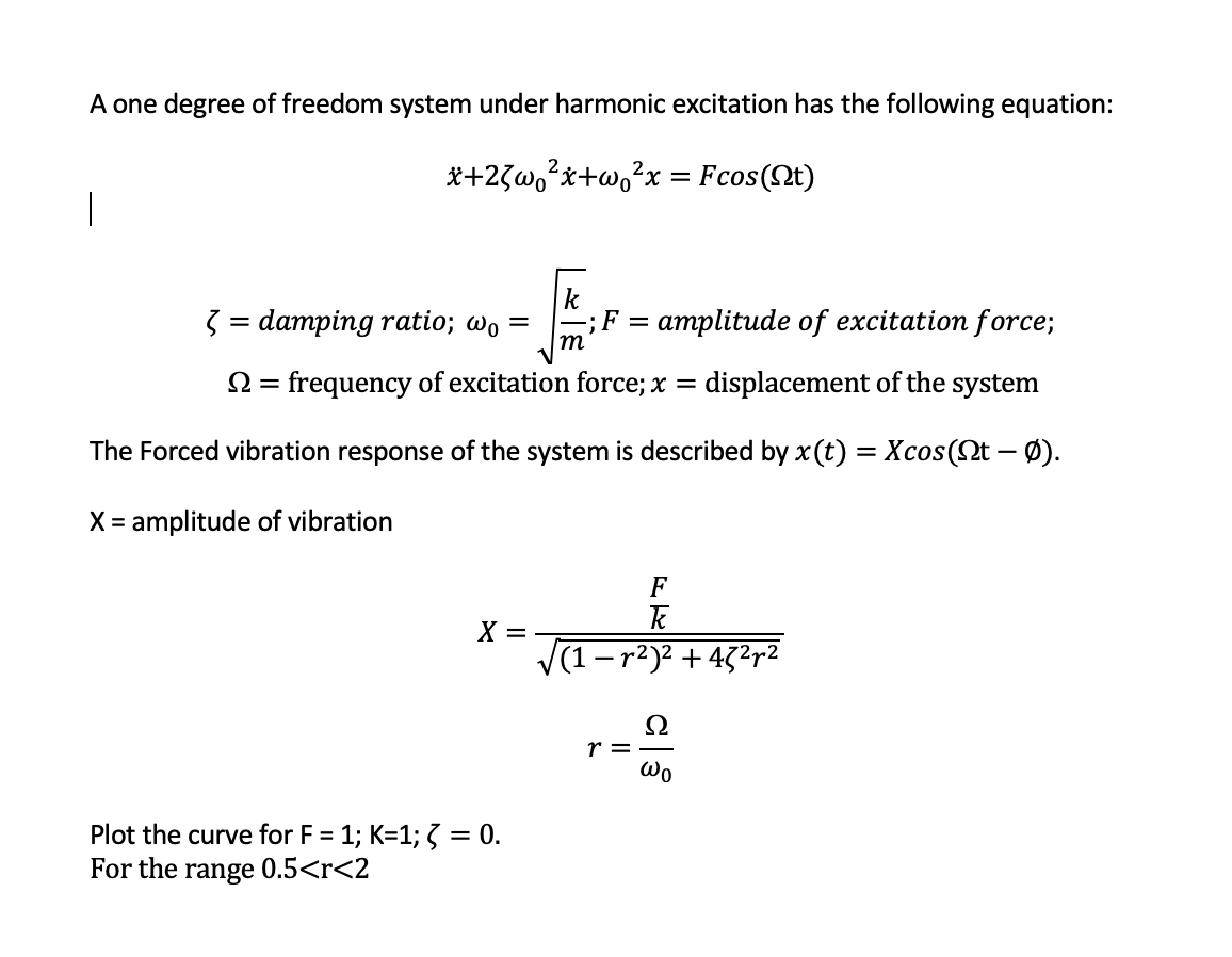 Solved A one degree of freedom system under harmonic | Chegg.com
