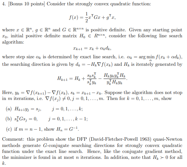 Solved 4. [Bonus 10 points] Consider the strongly convex | Chegg.com