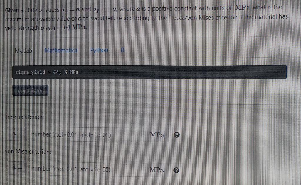 Solved Clien a state of stress e a and Oyawhere a is a | Chegg.com