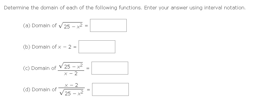 Solved Determine the domain of each of the following | Chegg.com