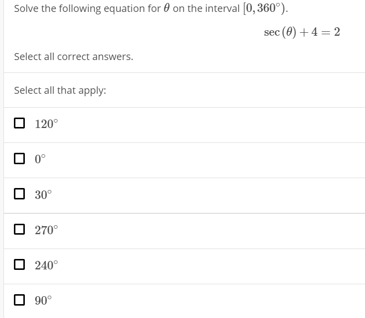 Solved Solve the following equation for 0 on the interval | Chegg.com