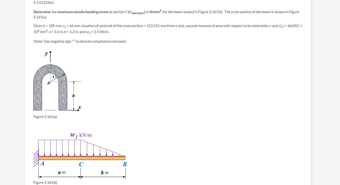 Solved 5.1.0132663 Determine the maximum tensile bending | Chegg.com
