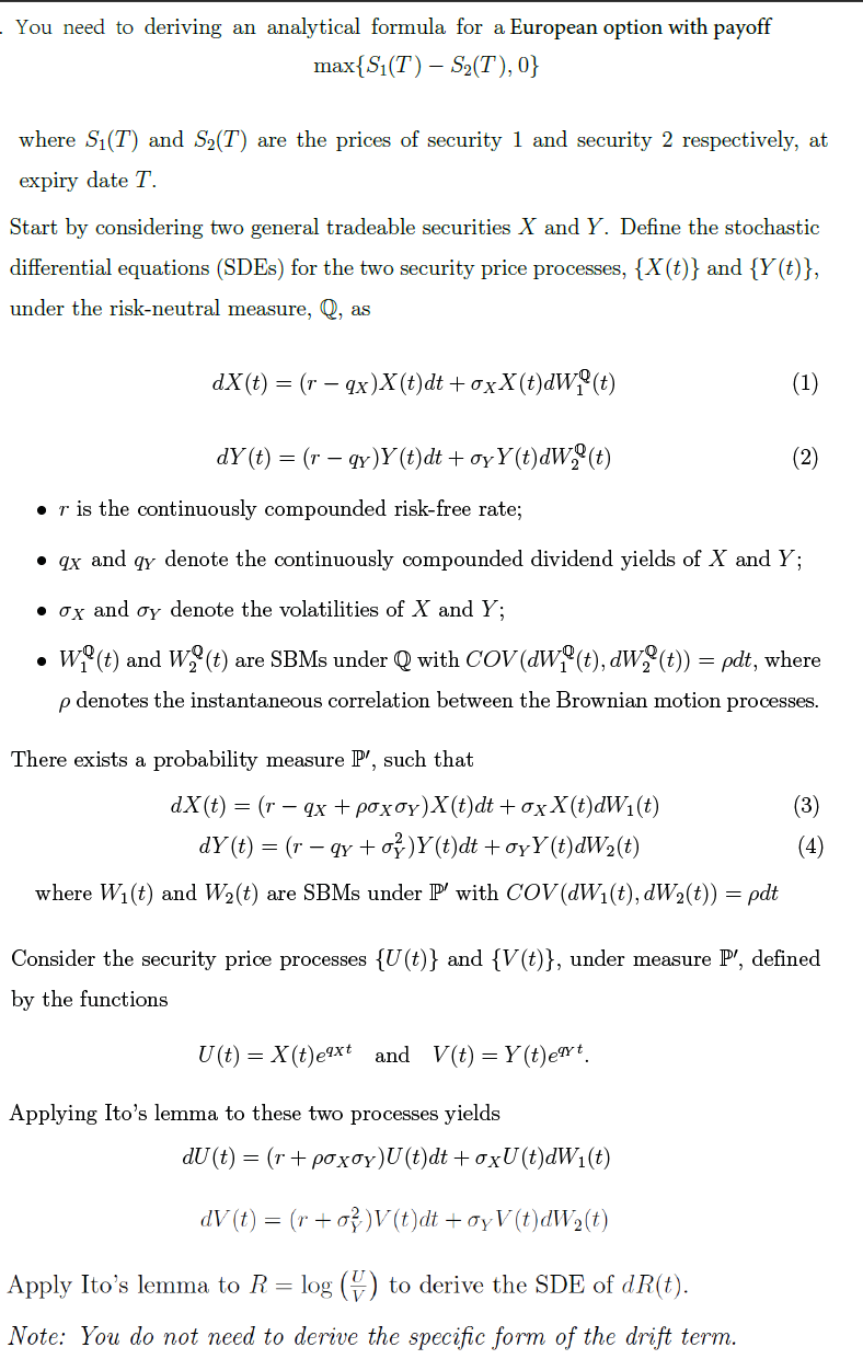 You need to deriving an analytical formula for a | Chegg.com