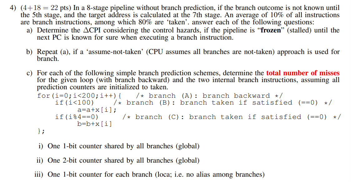 Solved \\( (4+18=22 \\) pts \\( ) \\) In a 8 -stage pipeline | Chegg.com