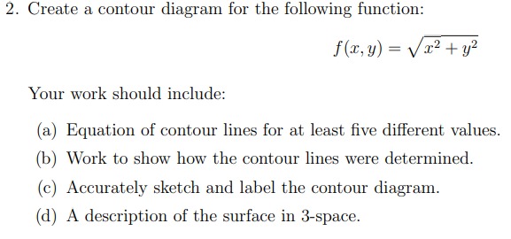 Solved Create a contour diagram for the following | Chegg.com