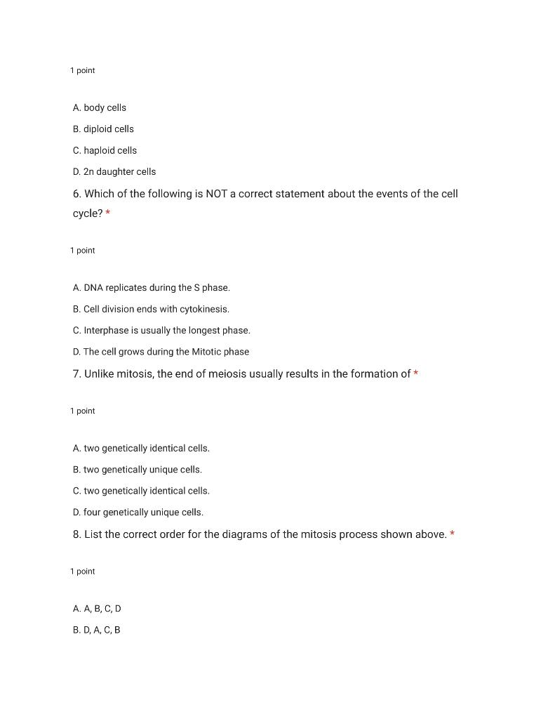 Solved Hi, Need help with my Science/Biology Google Form | Chegg.com