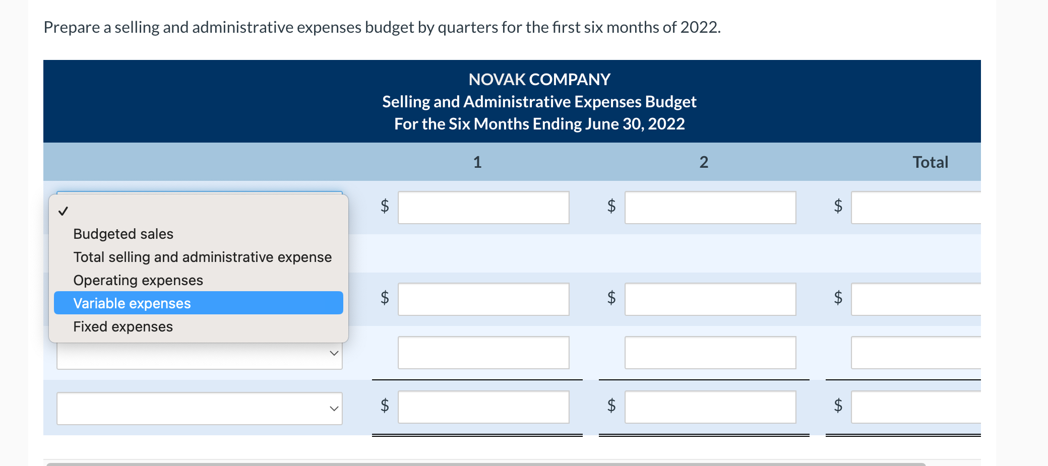 Solved Novak Company combines its operating expenses for | Chegg.com
