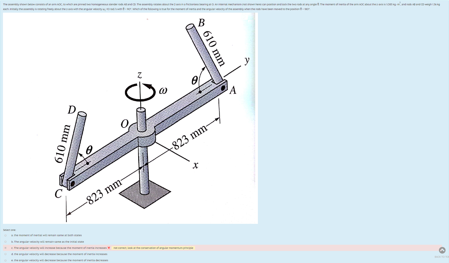 Solved The assembly shown below consists of an arm AOC, to | Chegg.com