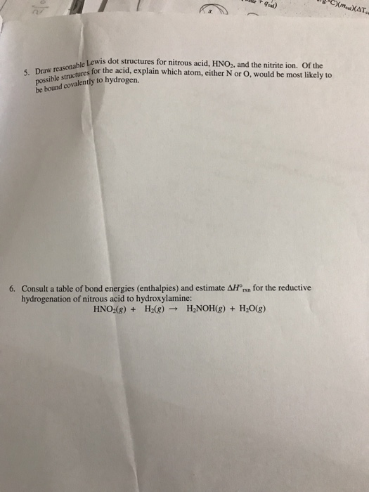 Solved able Lewis dot structures for nitrous acid, HNO2, and | Chegg.com