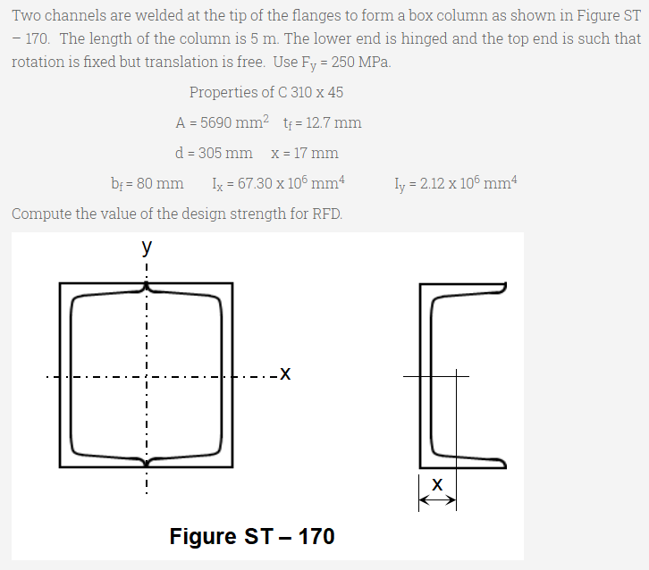 Solved Two channels are welded at the tip of the flanges to | Chegg.com