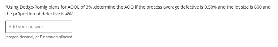 Solved "Using Dodge-Romig plans for AOQL of 3%, determine | Chegg.com
