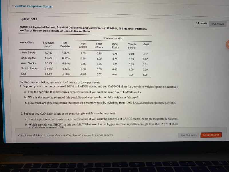 Question Completion Status: QUESTION 1 10 points Save | Chegg.com