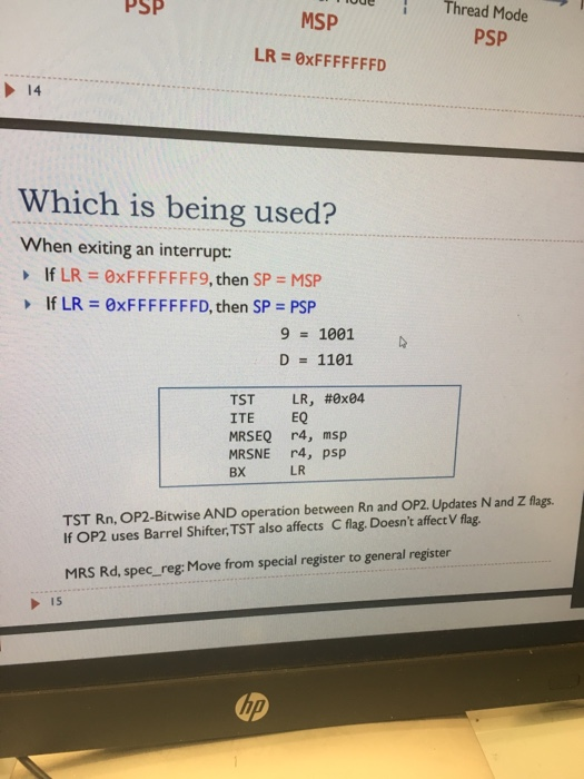 Solved PSP Thread Mode PSP MSP LR = 0XFFFFFFFD Which is | Chegg.com