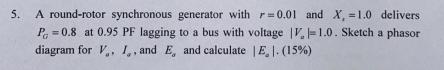 Solved A round-rotor synchronous generator with r=0.01 and | Chegg.com