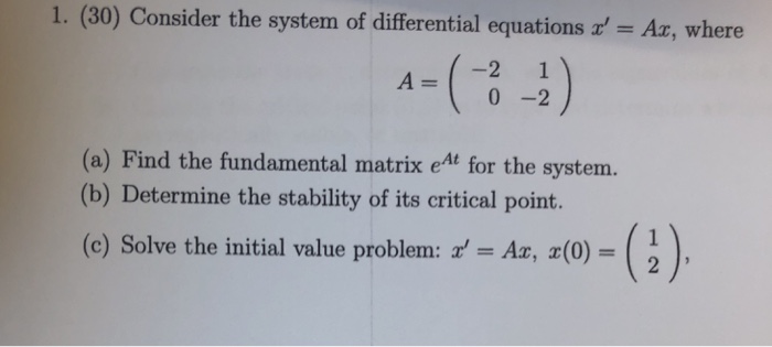 Solved tem of differential equations x A (-2 (a) Find the | Chegg.com
