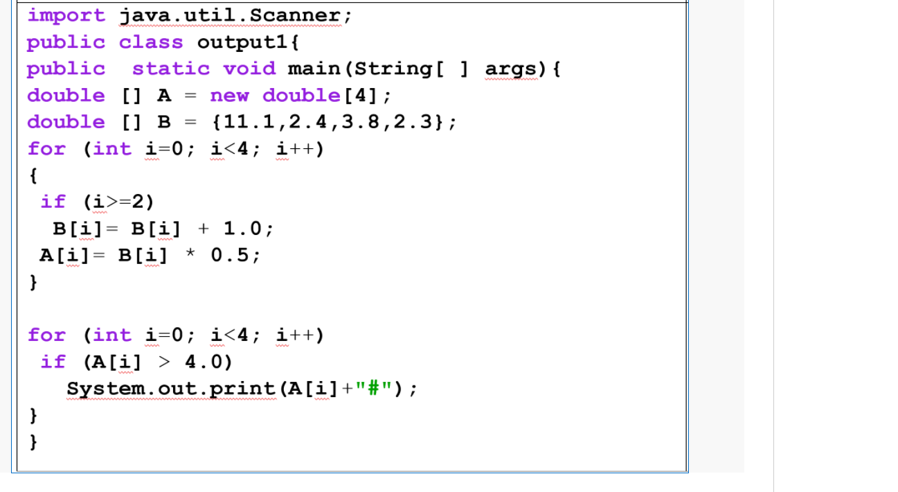 Solved = import java.util.Scanner; public class outputi{ | Chegg.com