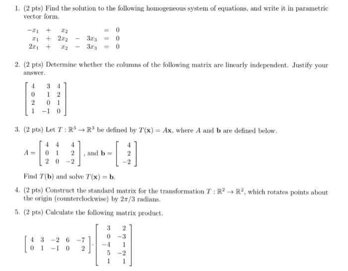 Solved 1. (2 pts) Find the solution to the following | Chegg.com