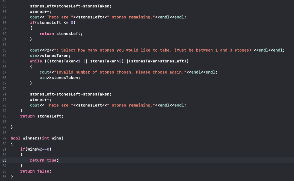 C++ Help. Assignment 9 – The Last Stone The Last | Chegg.com