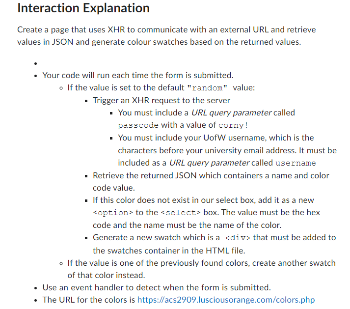 Solved Interaction Explanation Create a page that uses XHR | Chegg.com