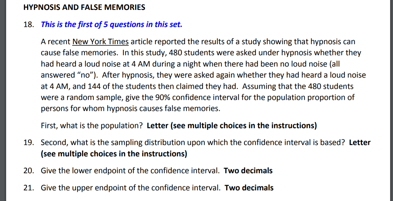 HYPNOSIS AND FALSE MEMORIES 18. This is the first of | Chegg.com