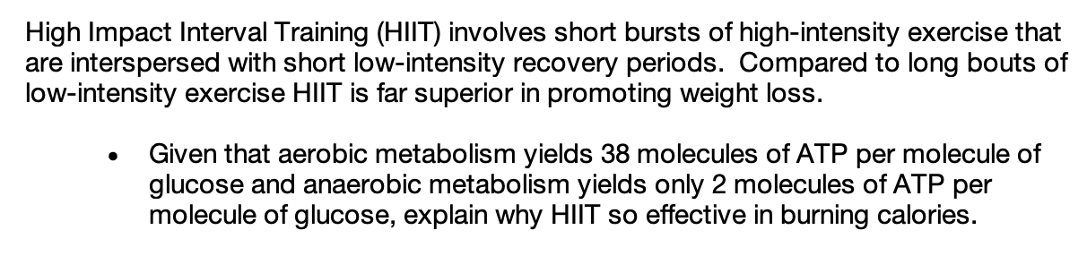 Solved High Impact Interval Training (HIIT) involves short | Chegg.com