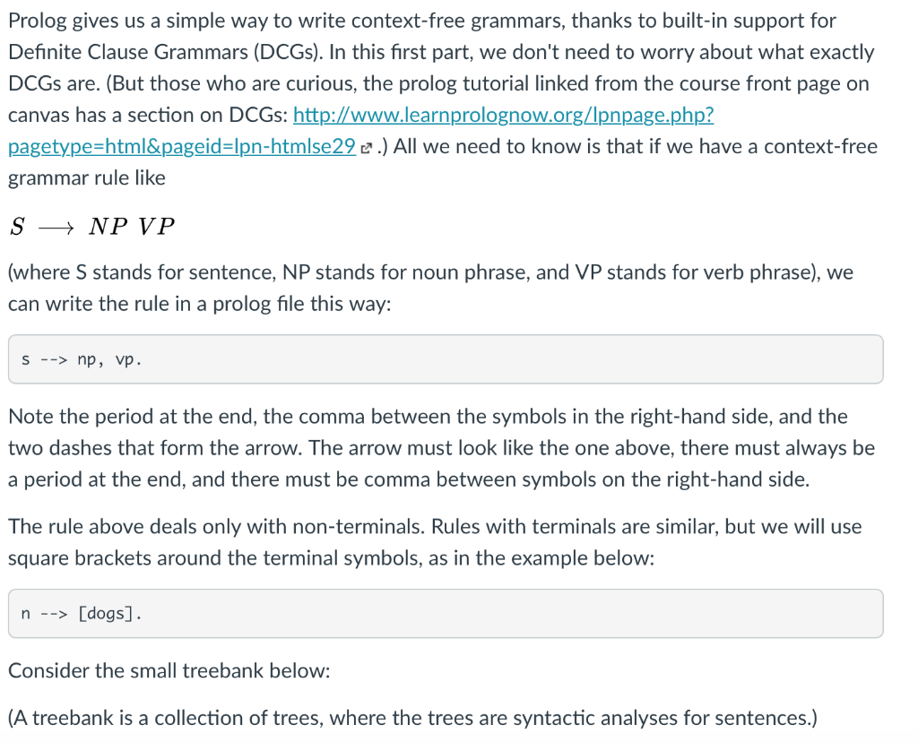 Prolog gives us a simple way to write context-free | Chegg.com