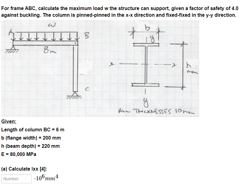 Solved b) Calculate Iyy c) calculate max load d) calculate | Chegg.com