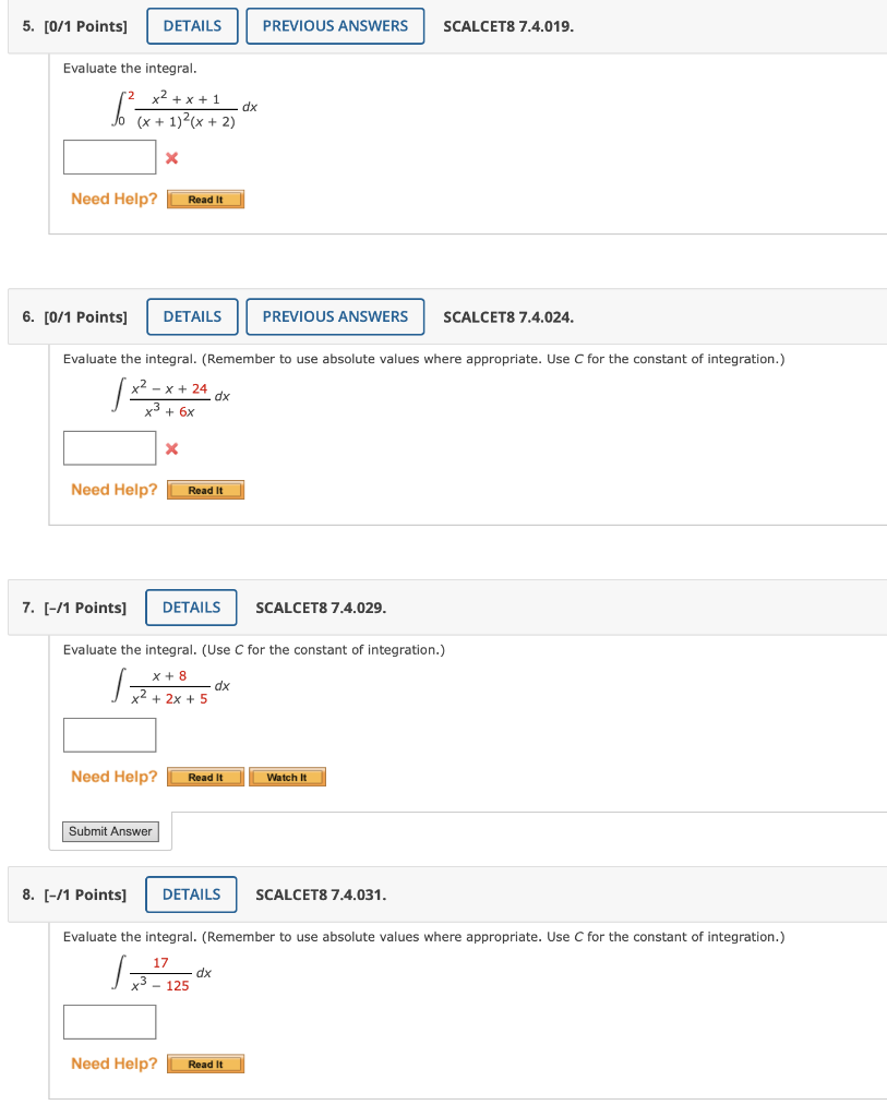 Solved 5. [0/1 Points) DETAILS PREVIOUS ANSWERS SCALCET8 | Chegg.com