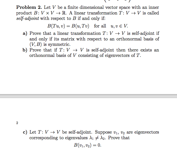 Solved Problem 2. Let V be a finite dimensional vector space | Chegg.com