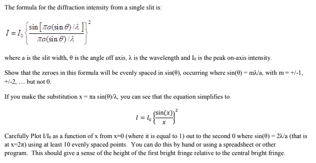 Solved The formula for the diffraction intensity from a | Chegg.com