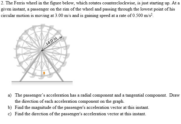 Solved 2. The Ferris wheel in the figure below, which | Chegg.com