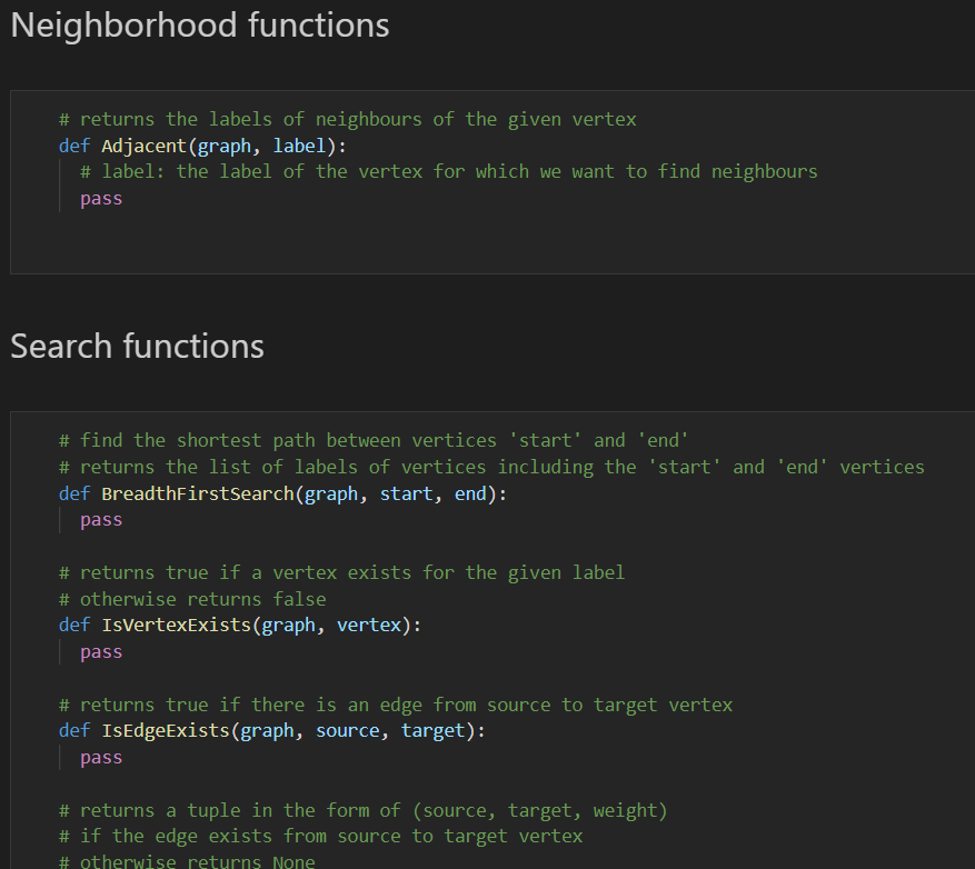 Solved have to implement graph ADTS in python3 without using | Chegg.com