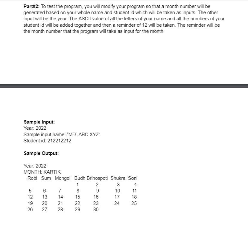 Solved Part\#2: To test the program, you will modify your | Chegg.com