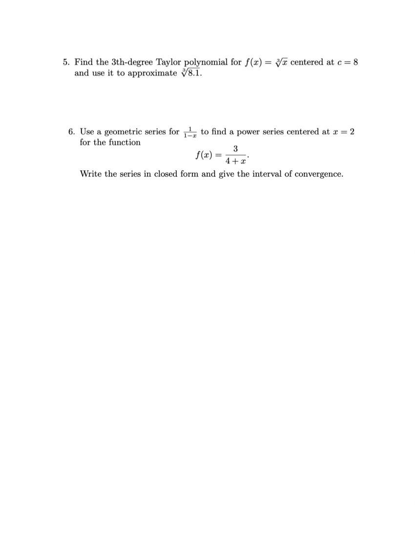 Solved 5. Find the 3th-degree Taylor polynomial for f(x)=3x | Chegg.com