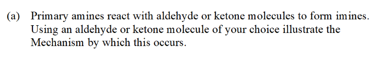 Solved (a) ﻿Primary amines react with aldehyde or ketone | Chegg.com