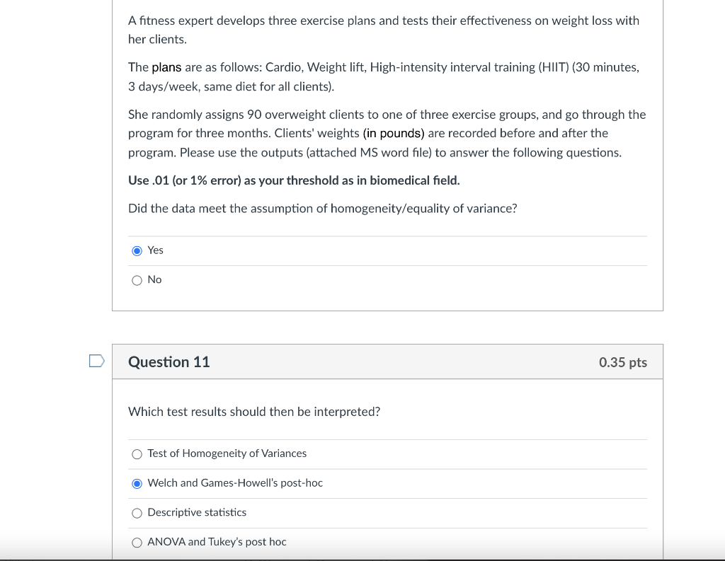 Solved A fitness expert develops three exercise plans and | Chegg.com