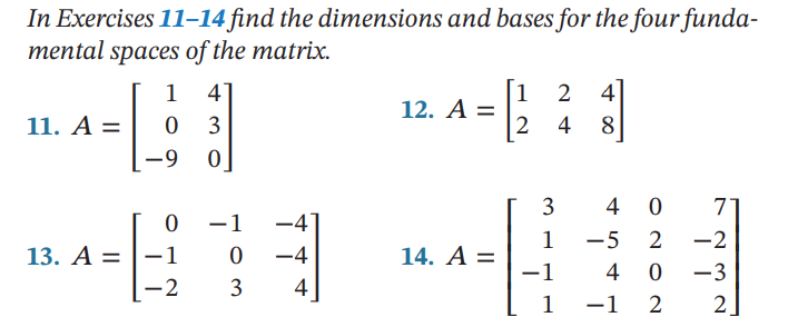 Solved In Exercises 11-14 find the dimensions and bases for | Chegg.com