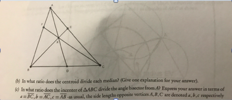 Solved b) In what ratio does the centroid divide each | Chegg.com
