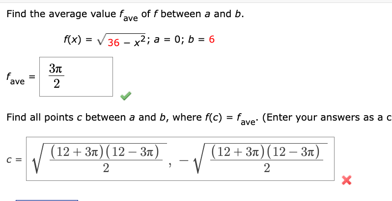 Solved Find the average value fave of f between a and b. | Chegg.com