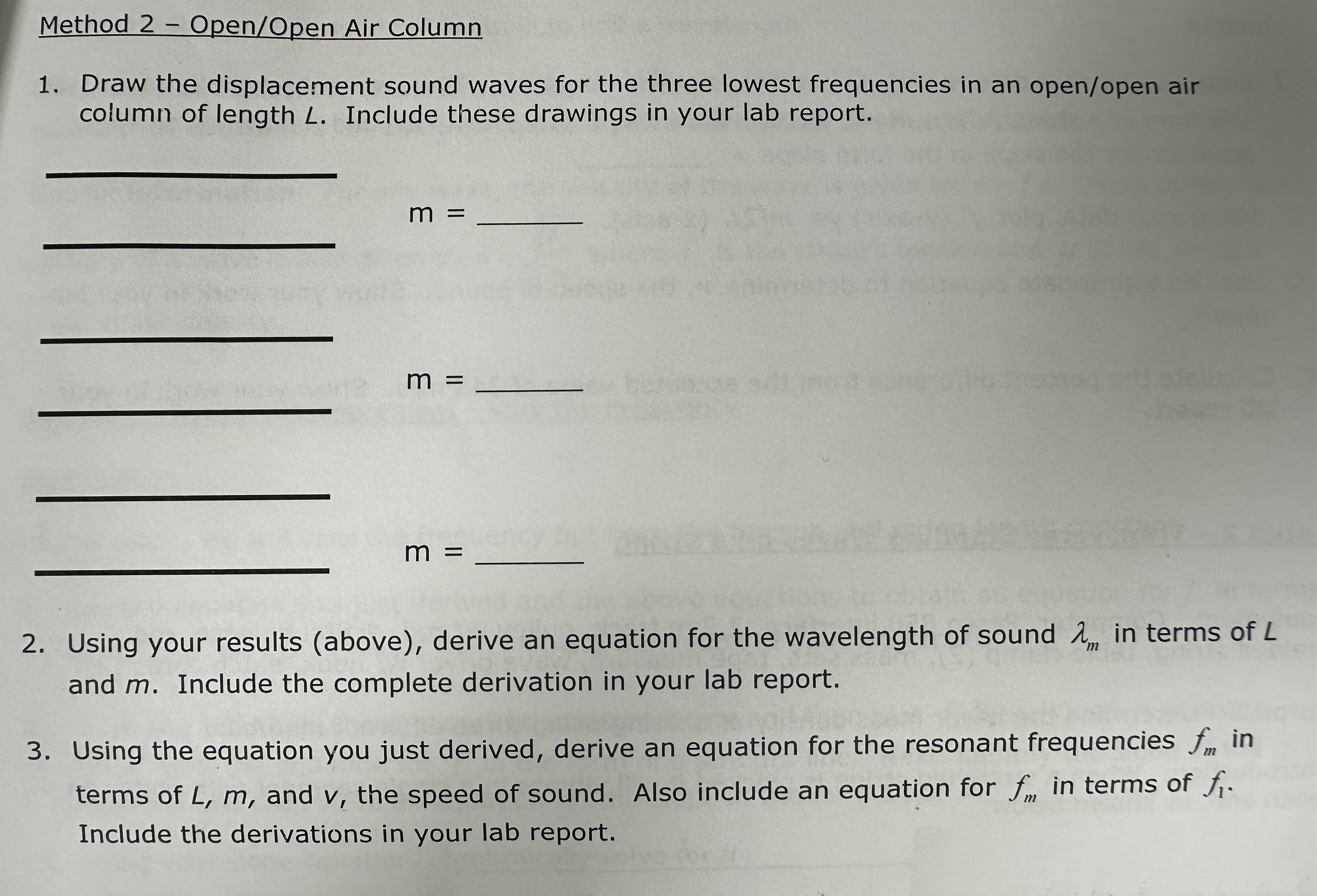 Solved 1. Draw the displacement sound waves for the three | Chegg.com
