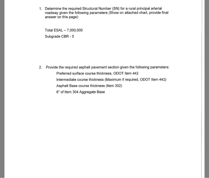 Determine the required Structural Number (SN) for a | Chegg.com