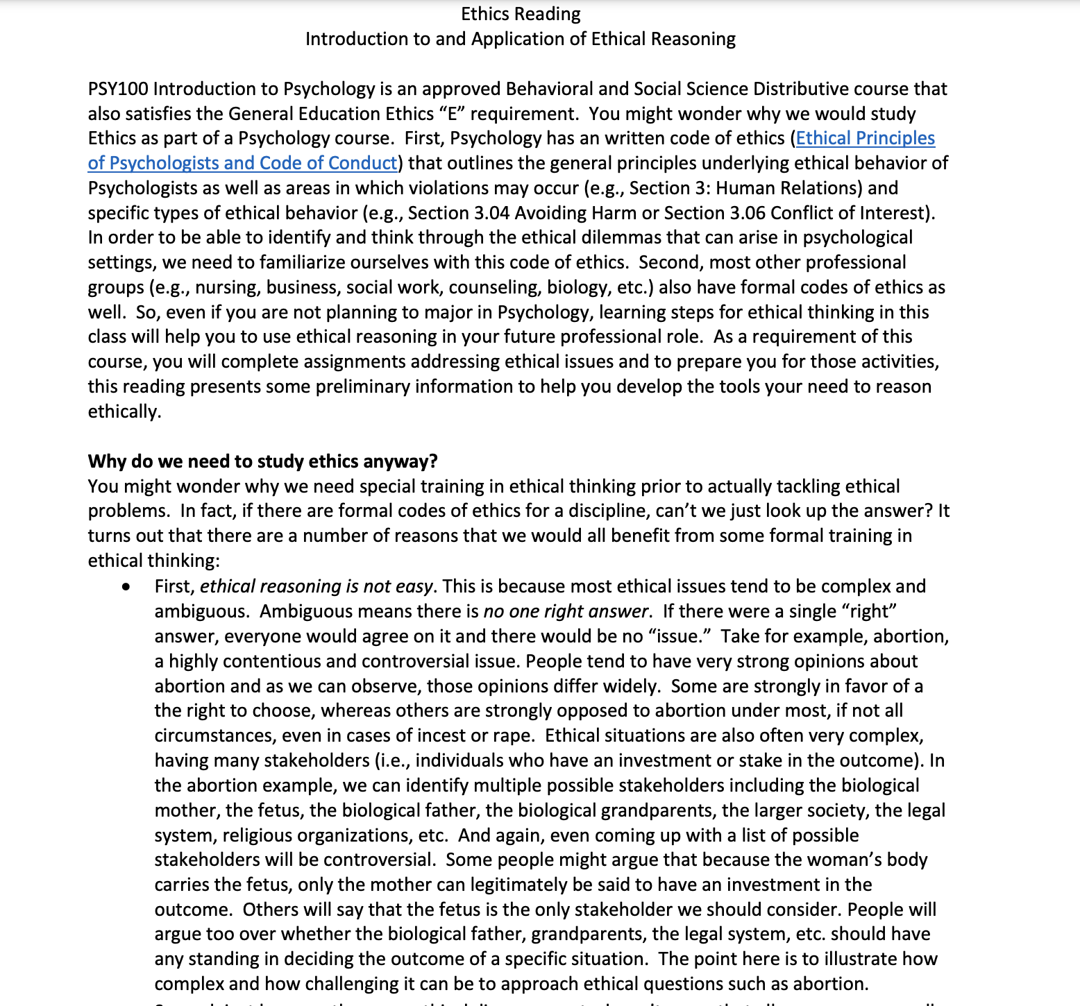 Solved Download and read through: Ethics Reading | Chegg.com