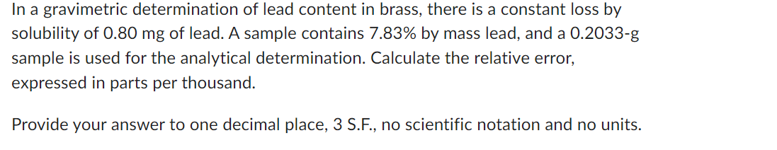 Solved In a gravimetric determination of lead content in | Chegg.com