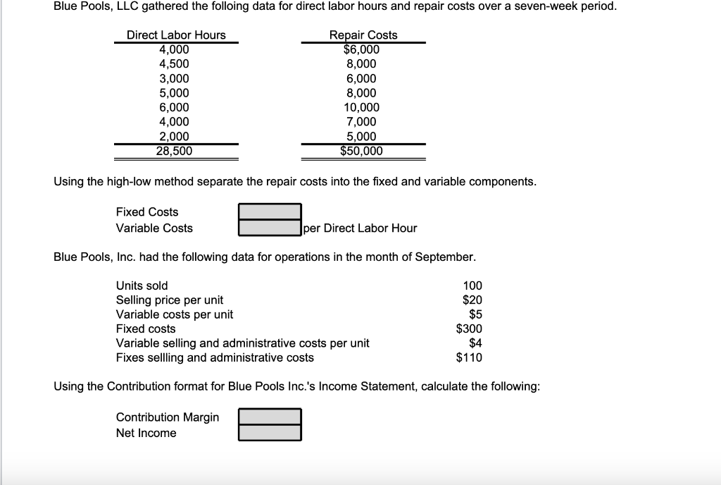 Solved Using the high-low method separate the repair costs | Chegg.com
