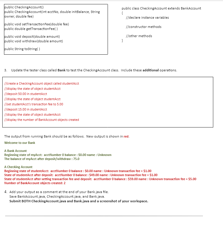 Solved 1. Download the provided files BankAccount.java and | Chegg.com