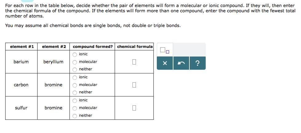 Solved For each row in the table below, decide whether the | Chegg.com